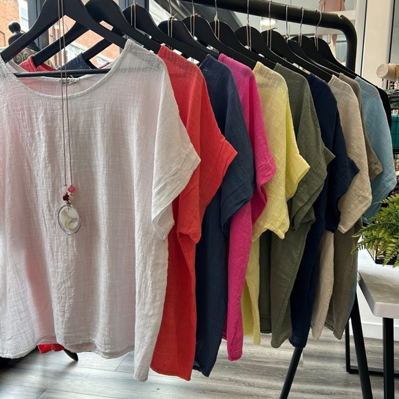 ShopEvelynne | Tops | Made In Italy Cotton Linen Tunic Tops In Orange ...